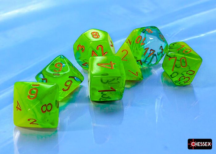 CHX 26470 Gemini Plasma Green-Teal/orange Luminary Polyhedral 7-Dice S ...