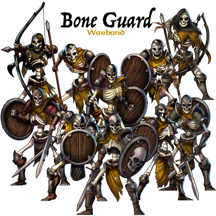 Arcknight Flat Plastic Miniatures - Bone Guard Warband - 10 2D Minis ...