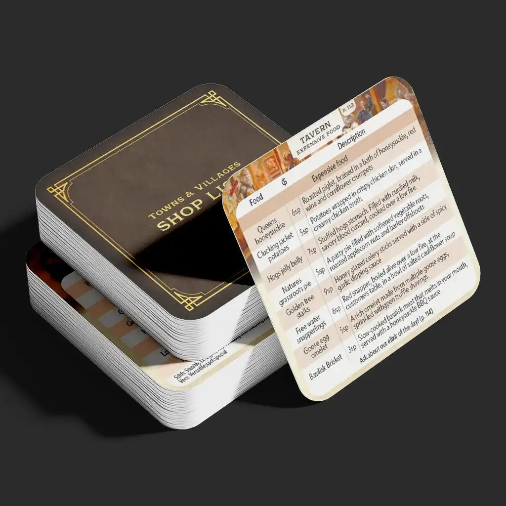 Worlds at a Glance Towns & Villages Shop Cards – RPG Mini Hunter