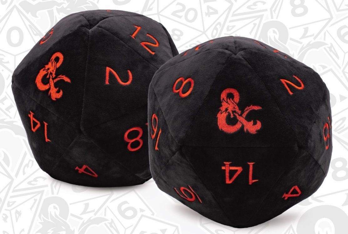 D&D Jumbo D20 Dice Plush Black and Red – RPG Mini Hunter