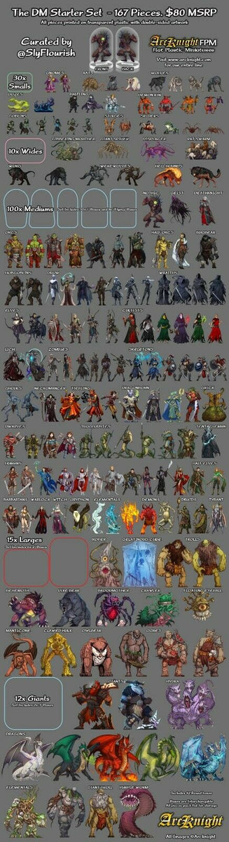 Arcknight Flat Plastic Miniatures - DM Starter Set - 167 2D Minis – RPG ...