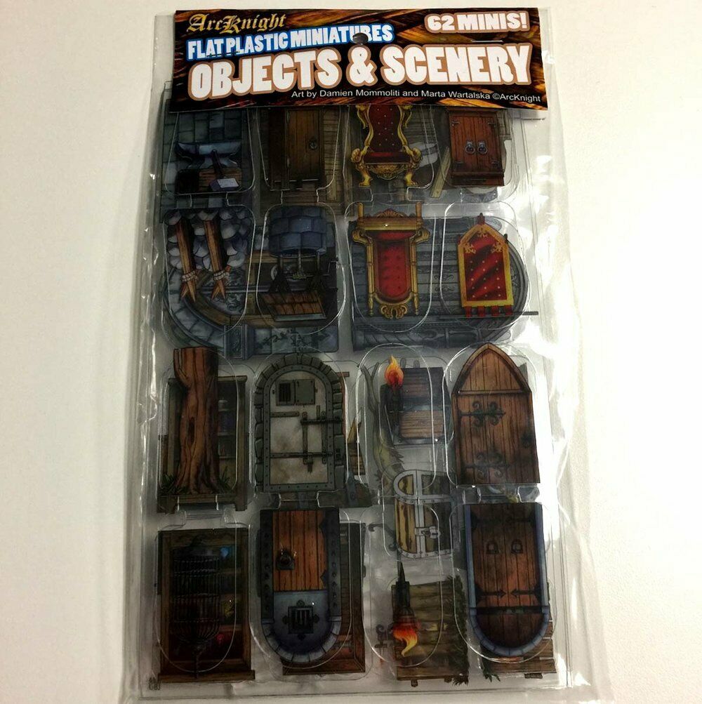 Arcknight Flat Plastic Miniatures - Objects & Scenery Set - 62 2D Mini ...