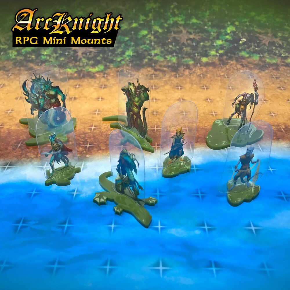 Arcknight Flat Plastic Miniatures - RPG Mini Mounts - Reptiles (Olive ...